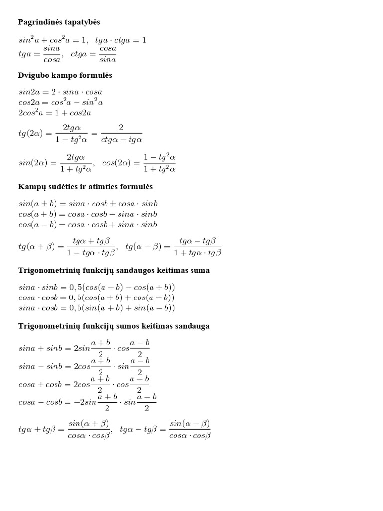 Trigonometrines Formules | PDF