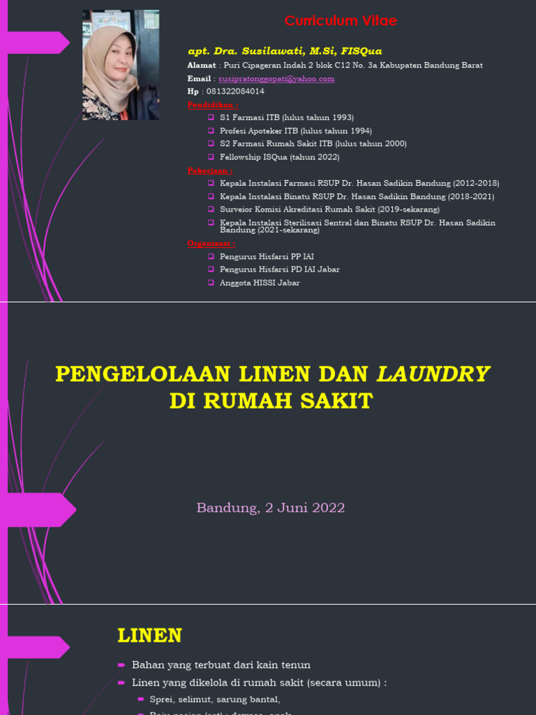 08 Susil Laundry HIPPII - PENGELOLAAN LINEN DI RUMAH SAKIT | PDF