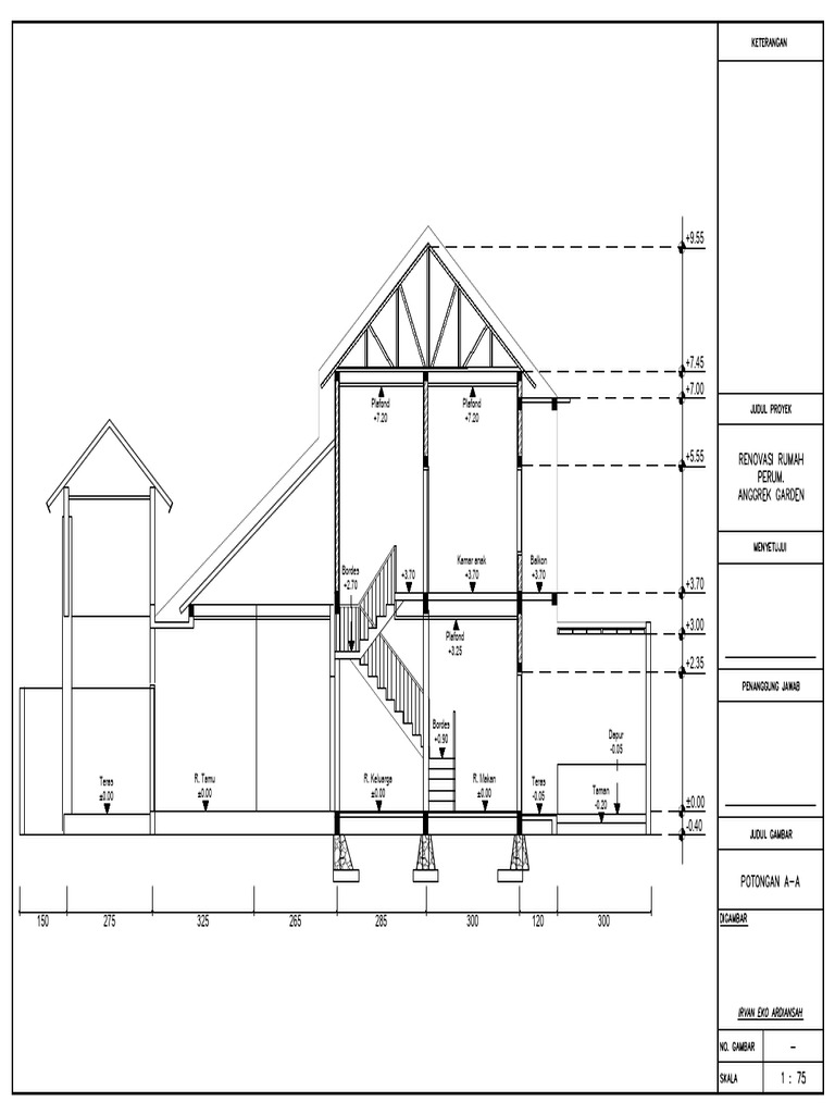 Contoh Gambar Kerja Potongan Rumah | PDF