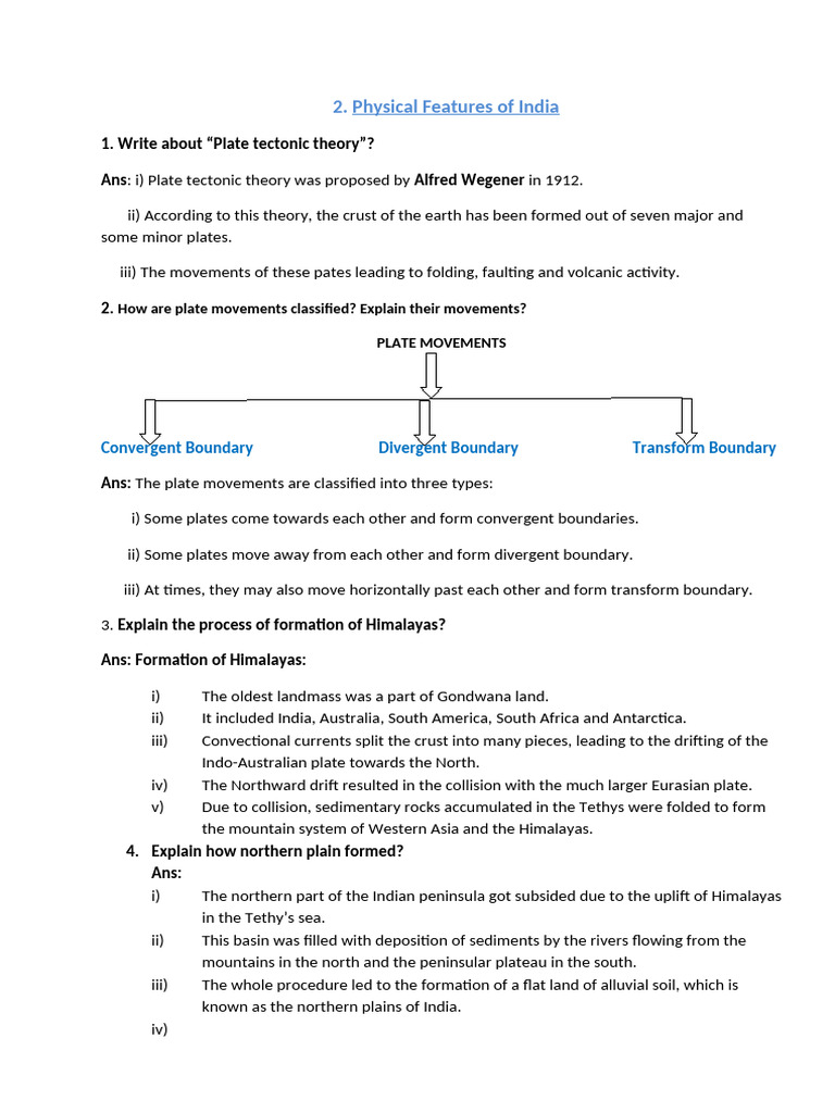 2 Phyical Features of India - Final | PDF | Plate Tectonics | Himalayas