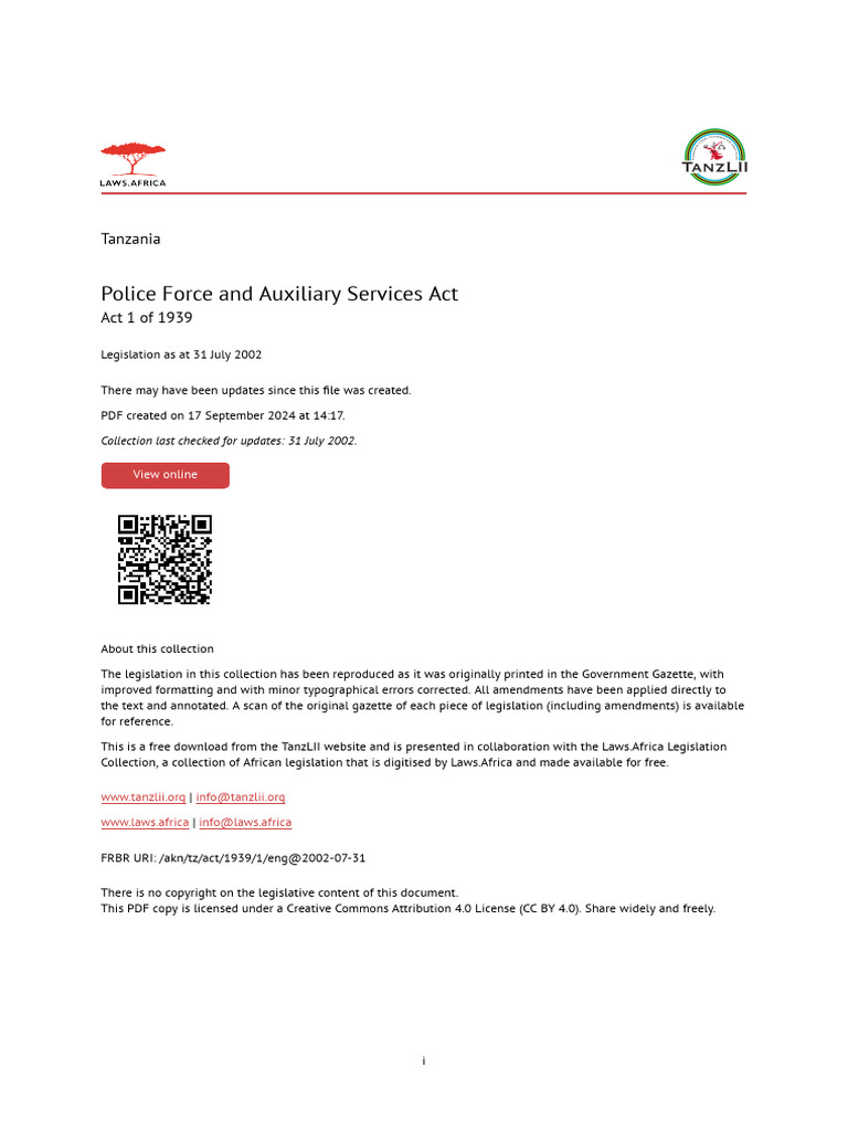 Police Force and Auxiliary Services Act | PDF | Inspector | Inspector ...