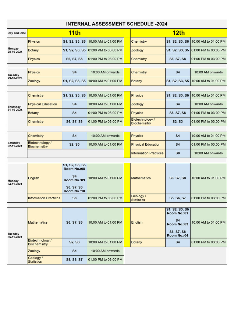 2024 Exam Seating Schedule | PDF