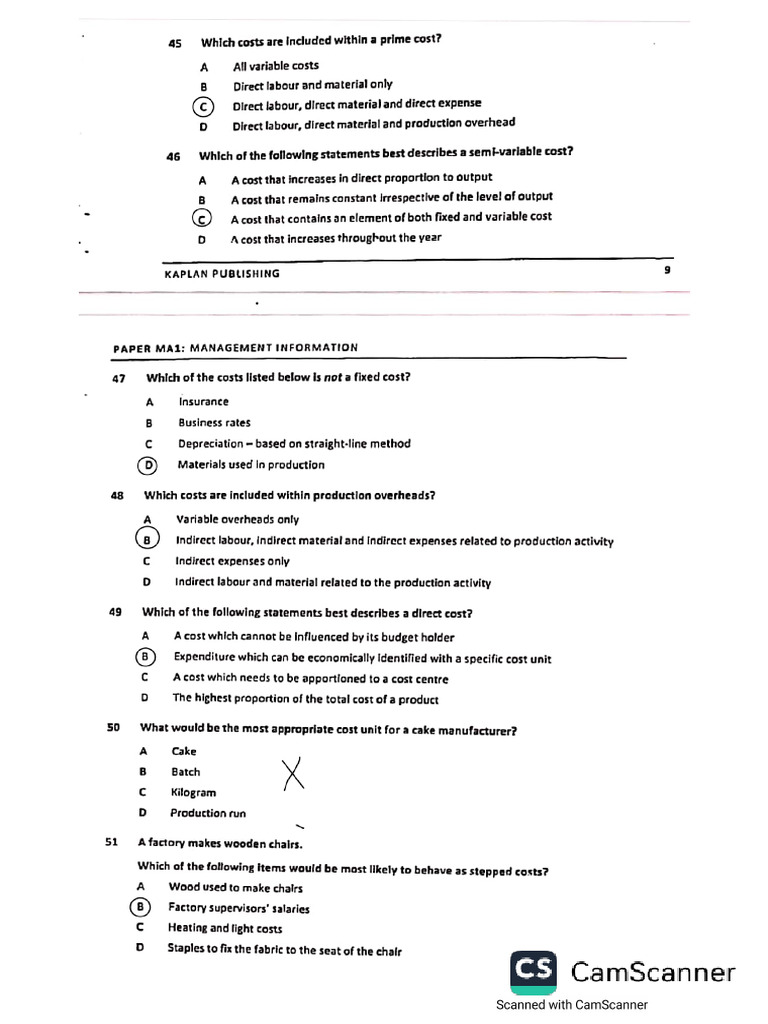 MA-1 Topic 1 Cost Classification and Behavior | PDF