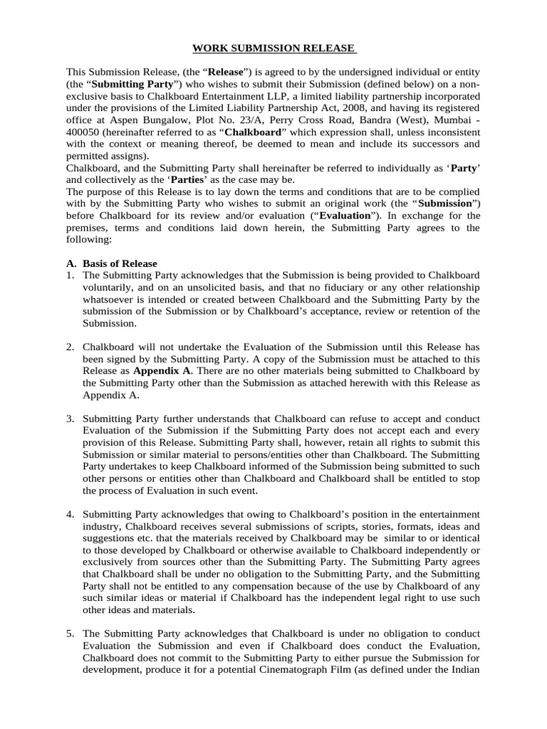 Chalkboard Submission Form | PDF | Indemnity | Civil Law (Legal System)