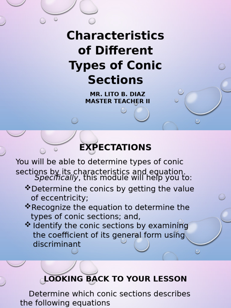 Identifying Conic Sections and Formulas | PDF | Geometric Shapes | Manifold