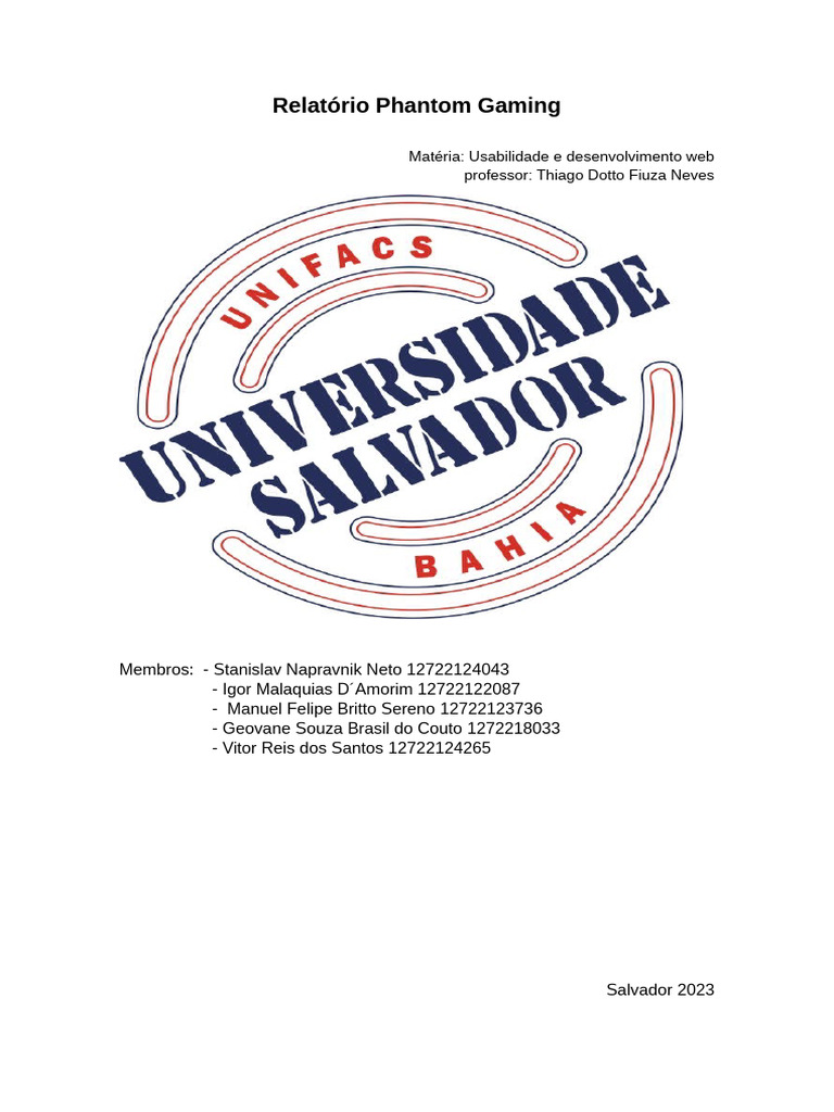 Relatorio_Phantom_Gaming | PDF | Html | Script Java