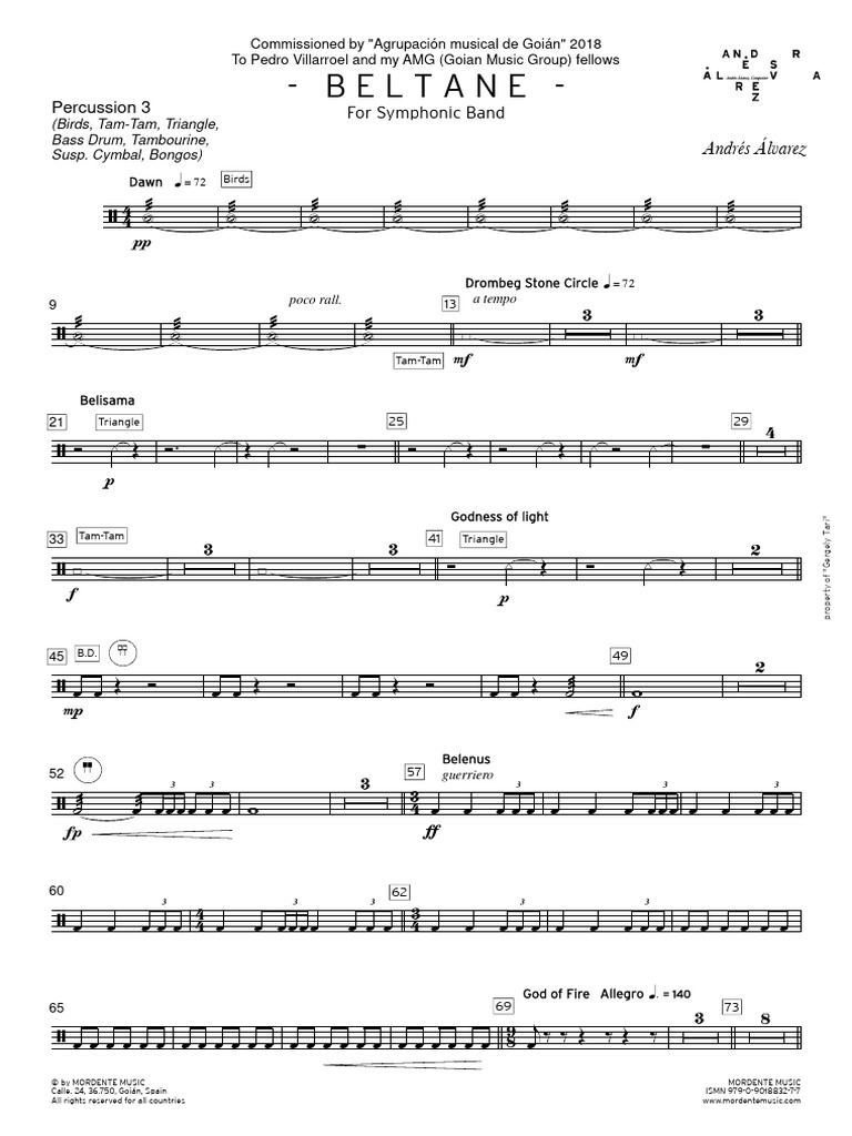 BELTANE - Percussion 3 (4 PG.) | PDF