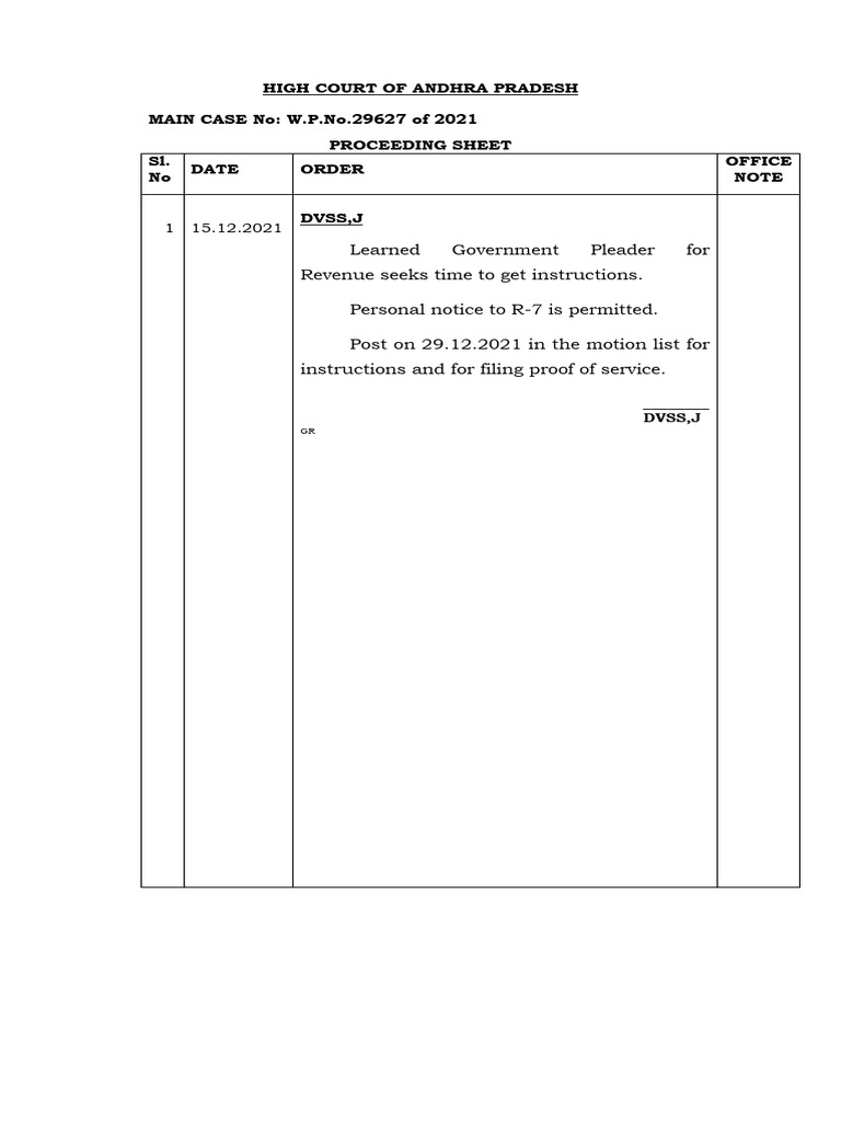 High Court of Andhra Pradesh MAIN CASE No: W.P.No.29627 of 2021 ...