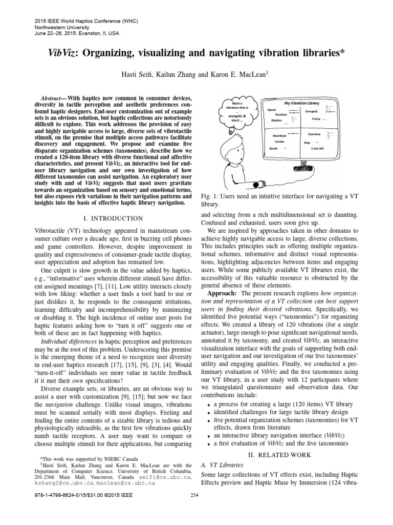 2015 - VibViz Organizing, Visualizing and Navigating Vibration Libraries | PDF | Perception ...