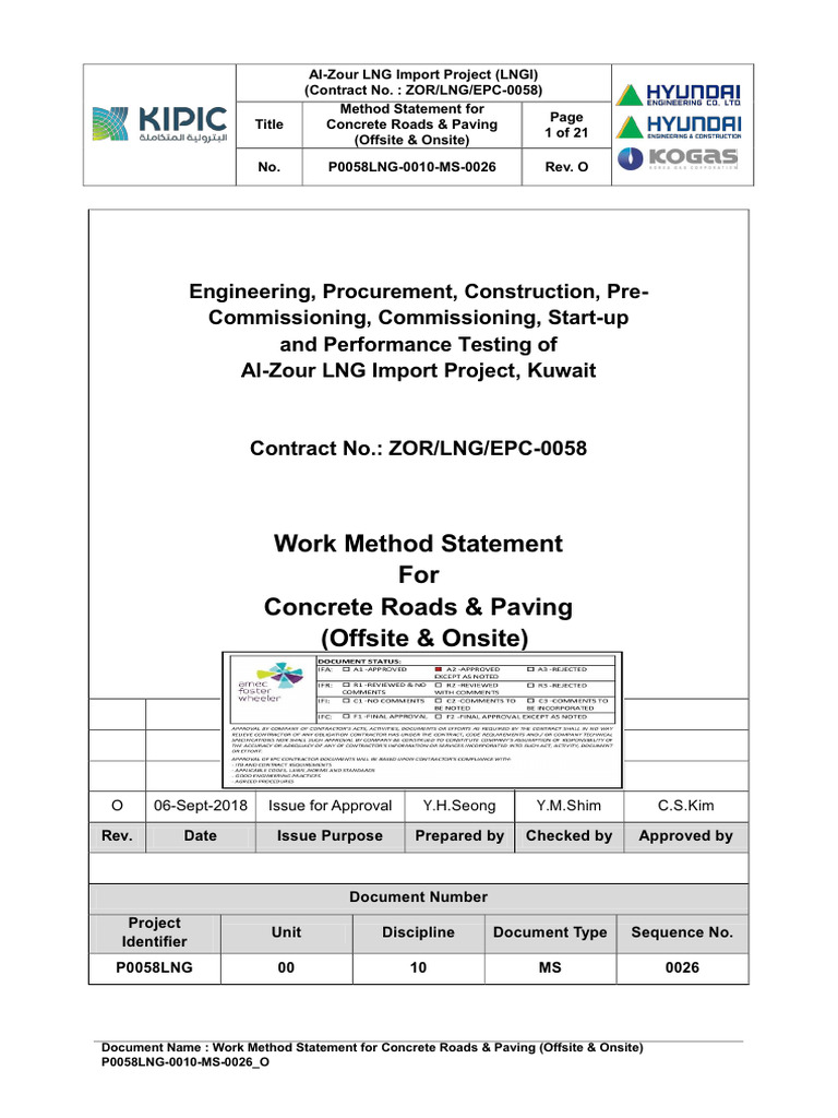 Method Statement for Concrete Paving | PDF | Concrete | Road