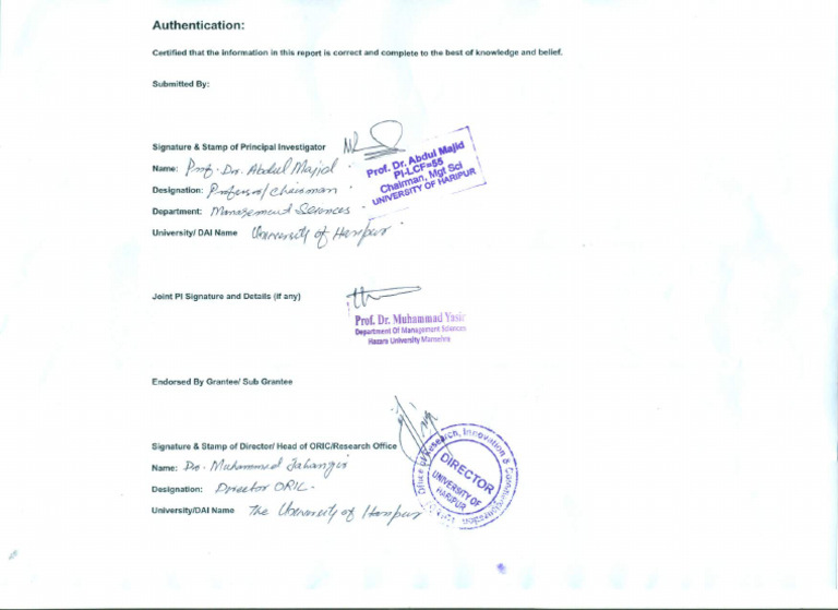 Authentication of Reports | PDF