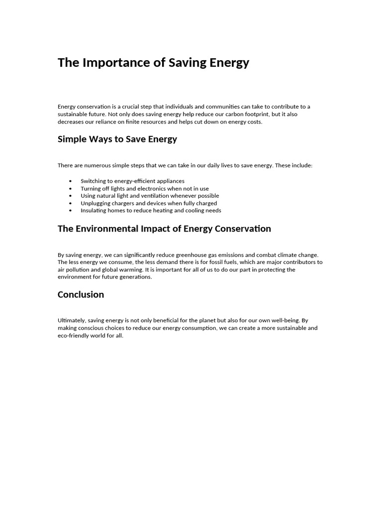 Energy Conservation: Simple Steps to Save | PDF