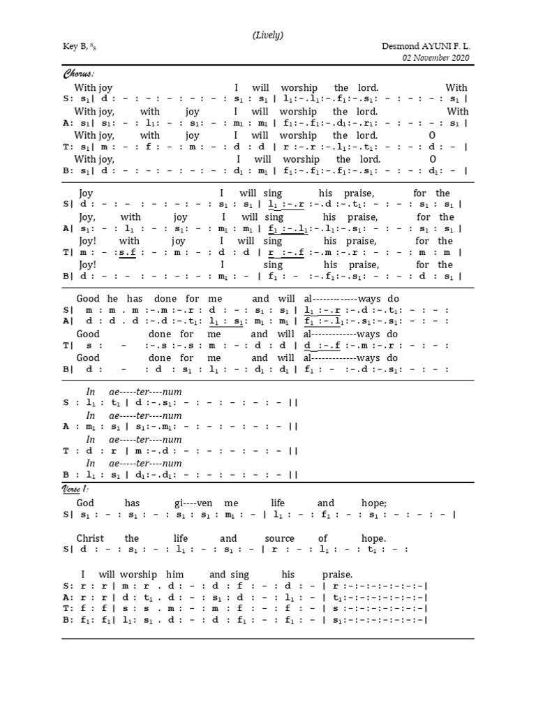 WITH JOY (Sol-fa Script) | PDF | Religious Belief And Doctrine | Theology