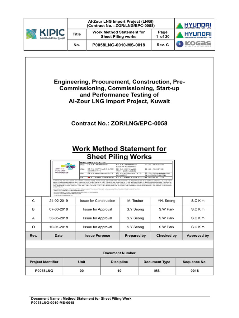 P0058LNG-0010-MS-0018 (WORK METHOD STATEMENT FOR SHEET PILING WORKS ...
