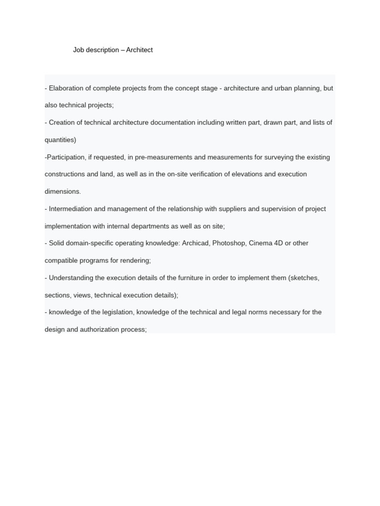 Architect and Accountant Job Descriptions | PDF | Art | Technology & Engineering