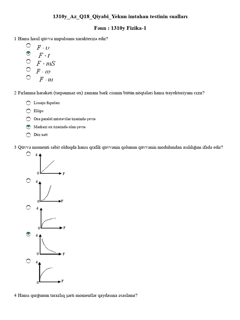 1310y-Fizika 1 Az | PDF