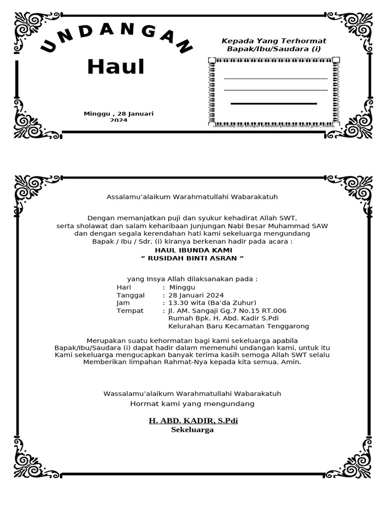 Undangan Haul | PDF