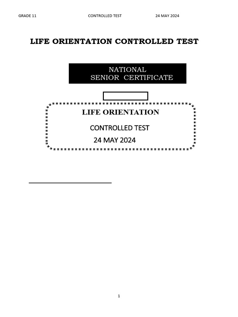 Grade 11 Life Orientation Test 2024 | PDF | Violence | Gender