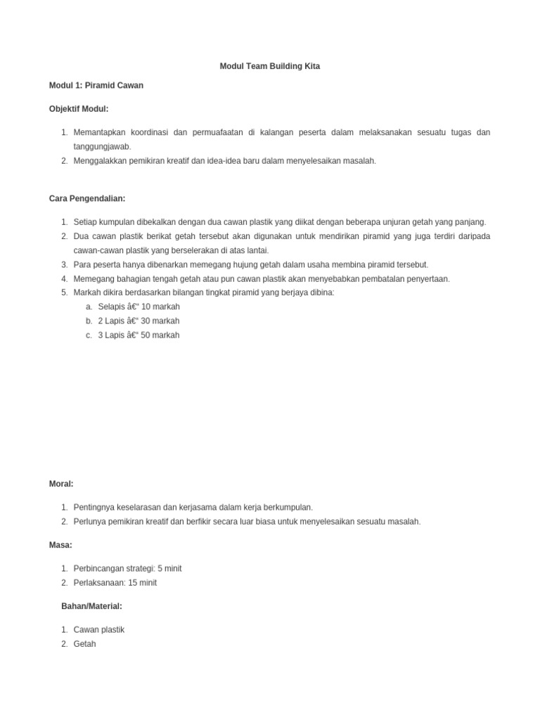 Modul Team Building Kita - UD KI - 11 | PDF | Karier & Perkembangan | Seni