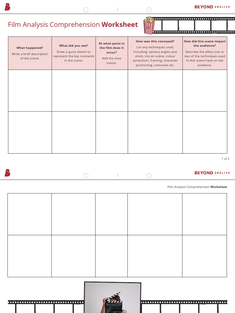 Au L 1692844347 Film Analysis Comprehension Worksheet - Ver - 1 | PDF