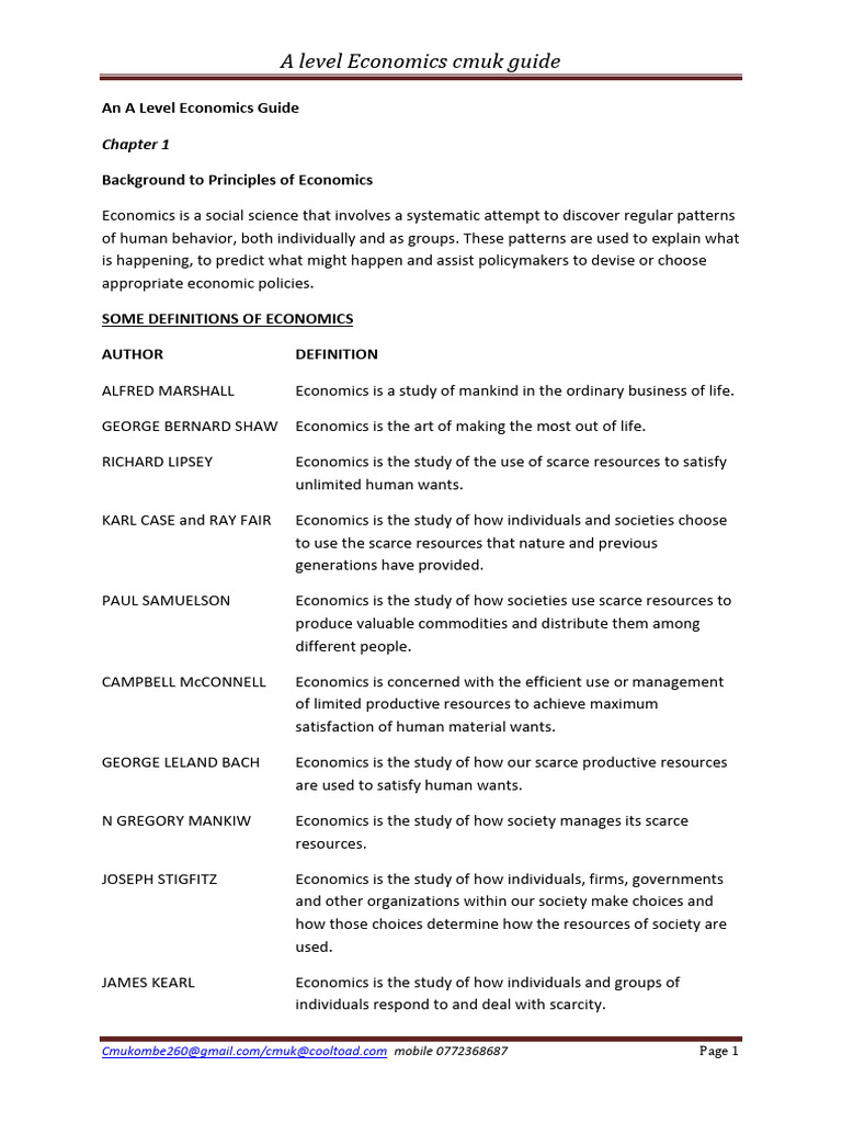 An A Level Economics Guide | PDF | Microeconomics | Business Economics