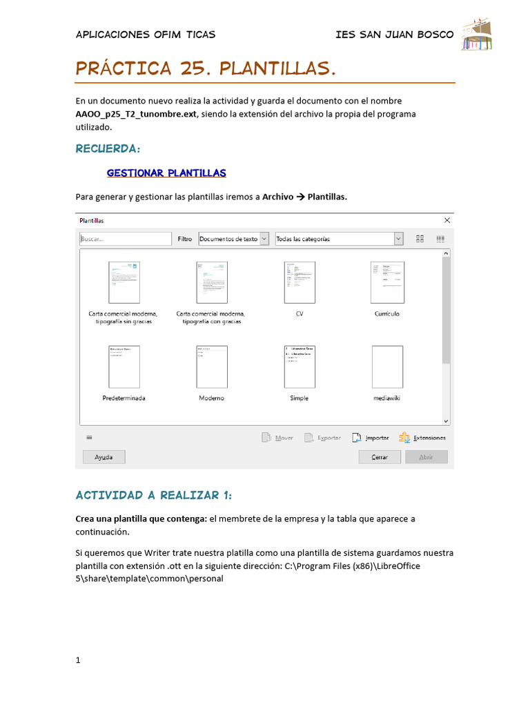 PRÁCTICA 25 - Plantillas (1) | PDF
