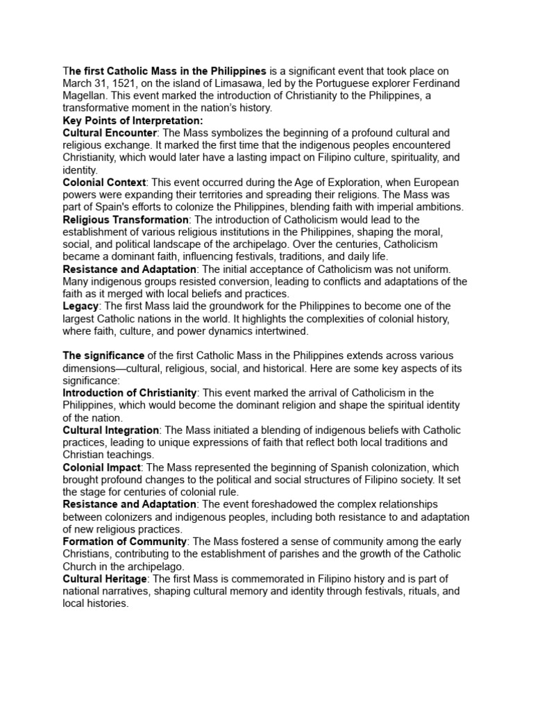 The First Catholic Mass in The Philippines Is A Significant Event That ...