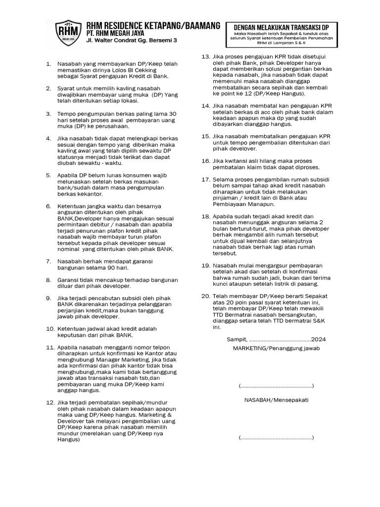 Surat Edaran Resmi Mitra Marketing PT RHM | PDF