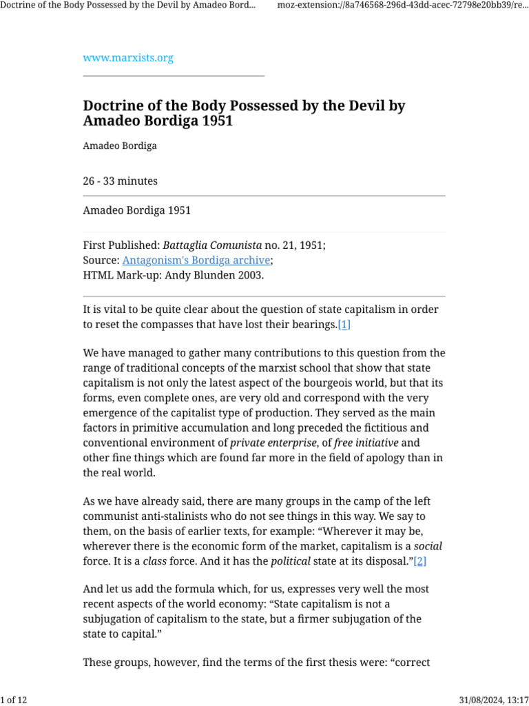 Theory of The Body Possessed by The Devil | PDF | Capitalism | Interest