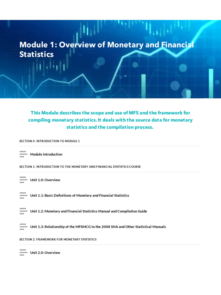 Module 1 - Overview of Monetary and Financial Statistics | PDF | Balance Sheet | Central Banks