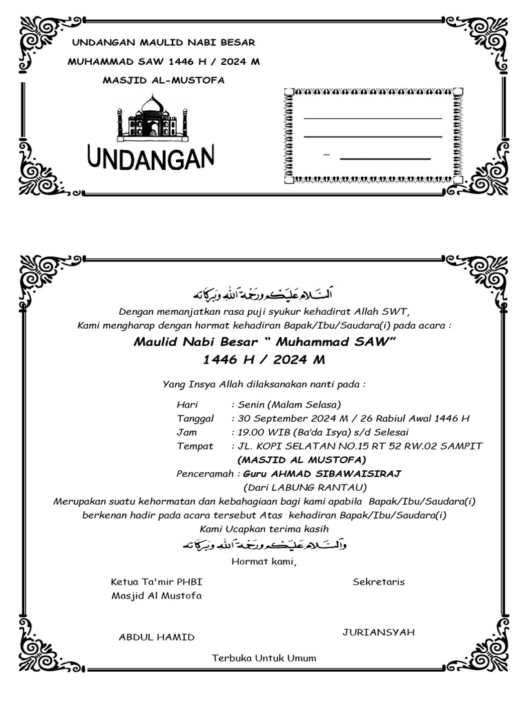 Undangan Maulid Nabi 1446 H/2024 M | PDF