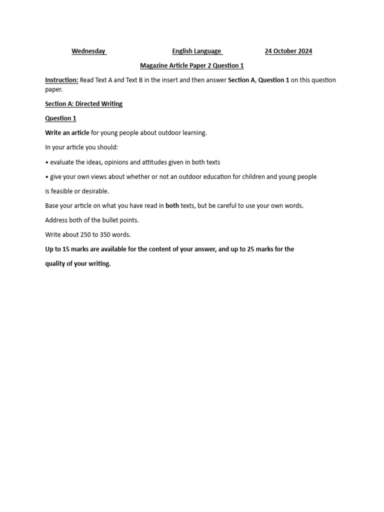 Magazine Article Paper 2 | PDF | Classroom | Learning