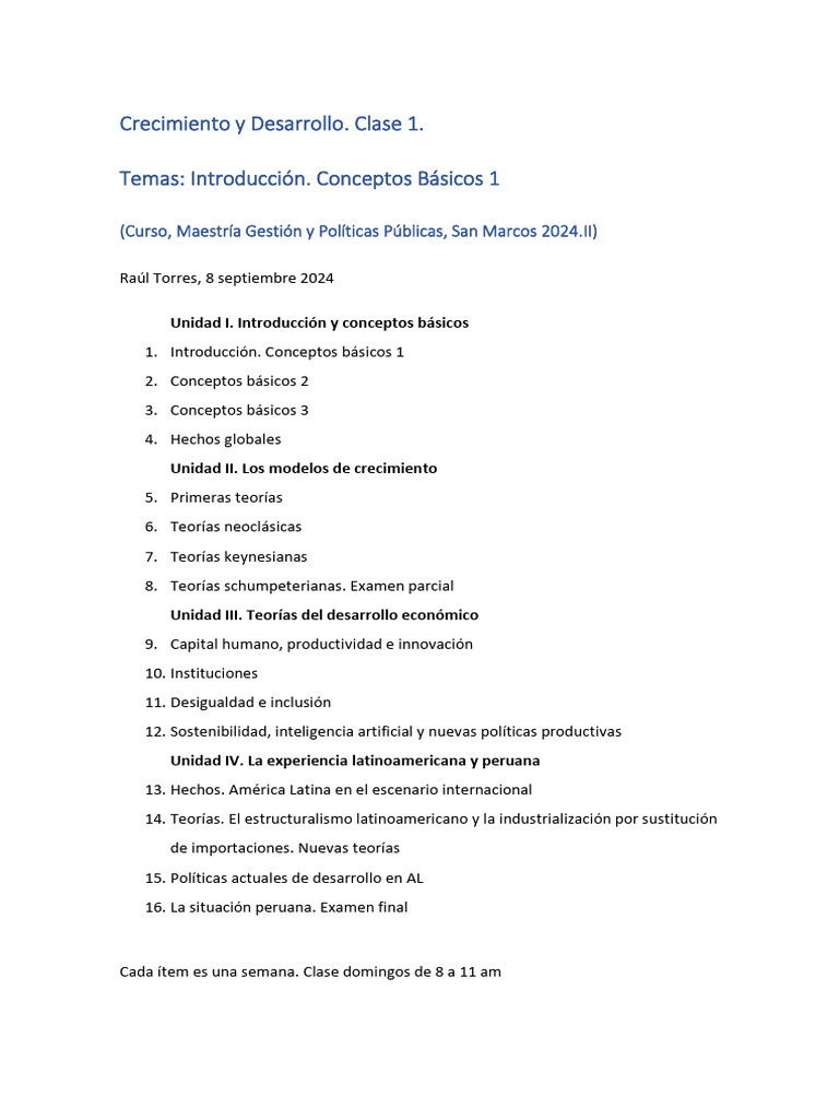 1 RT. Curso MGGP-SM. Crecimiento y Desarrollo, Clase 1d16, Intro, 8sep2024 | PDF | Ciencias ...