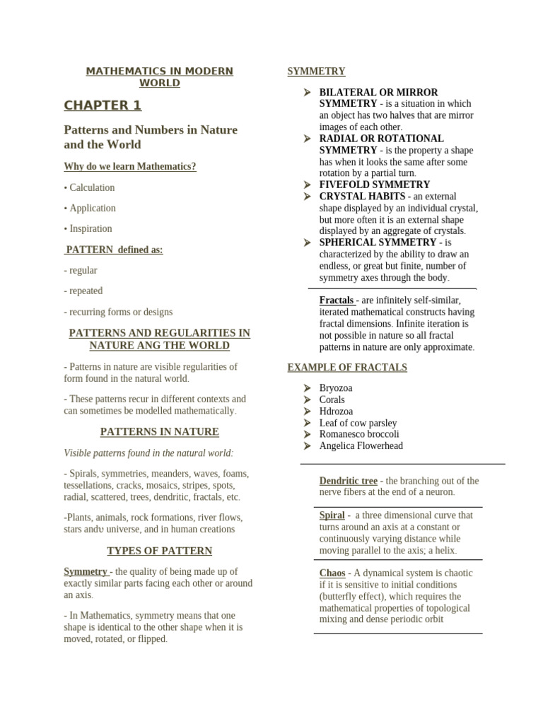 Mmw Reviewer | PDF | Pattern | Inequality (Mathematics)