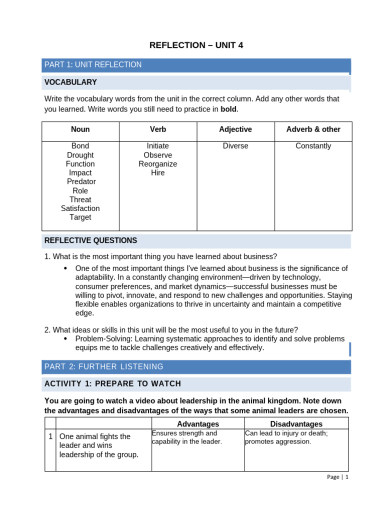 405d0163802t9934l3 Reflection Unit 4 | PDF | Leadership | Behavioural ...