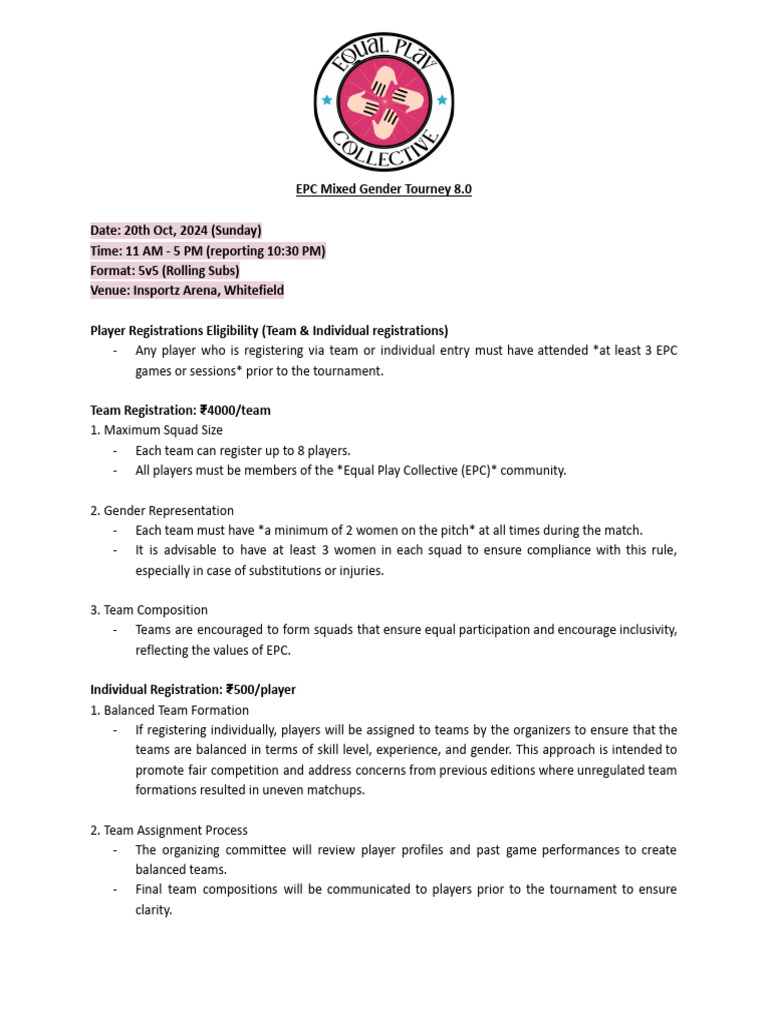 EPC Mixed Tourney - Rulebook | PDF | Referee | Sports
