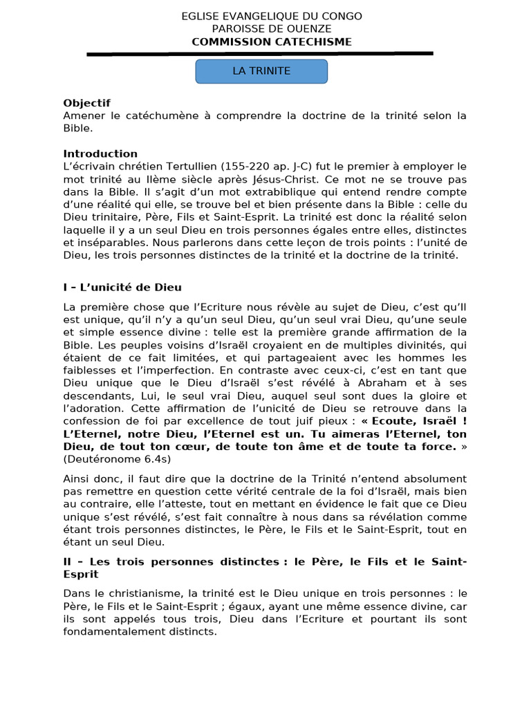 La Trinite | PDF | Trinité | Dieu