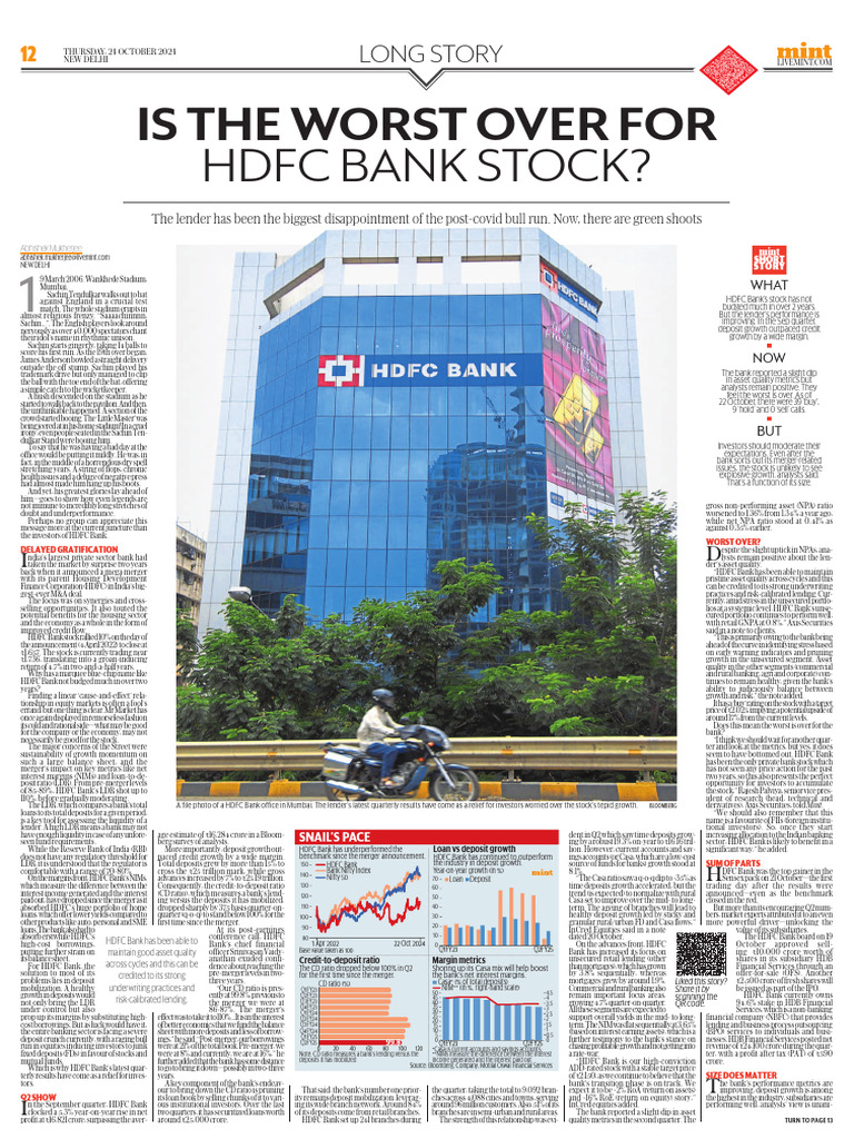 Is the Worst Over for HDFC Bank Stock | PDF | Banks | Equity (Finance)