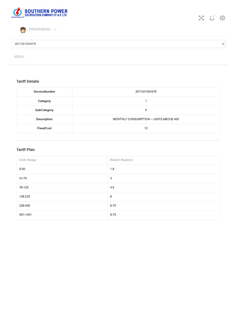 APSPDCL - Tariff Details | PDF