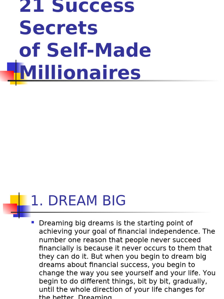21 Secrets to Becoming a Millionaire | PDF | Disciplines | Creativity