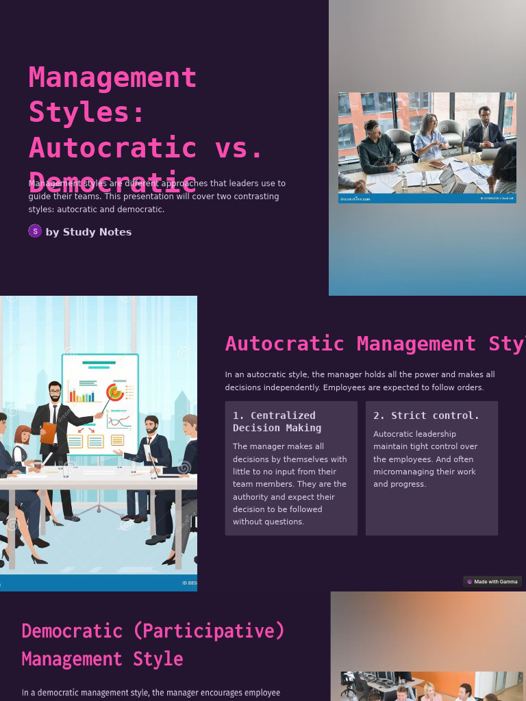 Autocratic vs. Democratic Management Styles | PDF