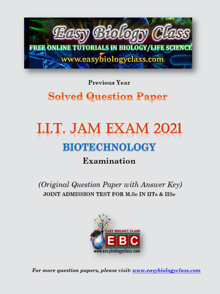 IIT JAM 2021 Biotechnology Paper | PDF | Multiple Choice | Microscopy