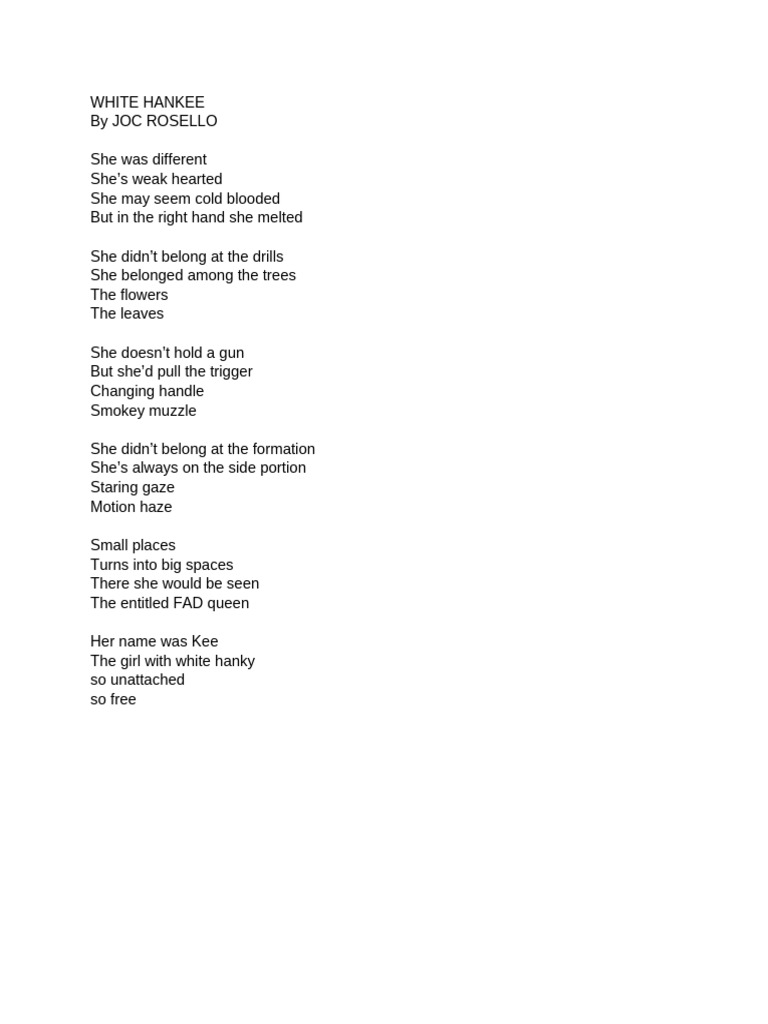 White Hankee | PDF | Poetry