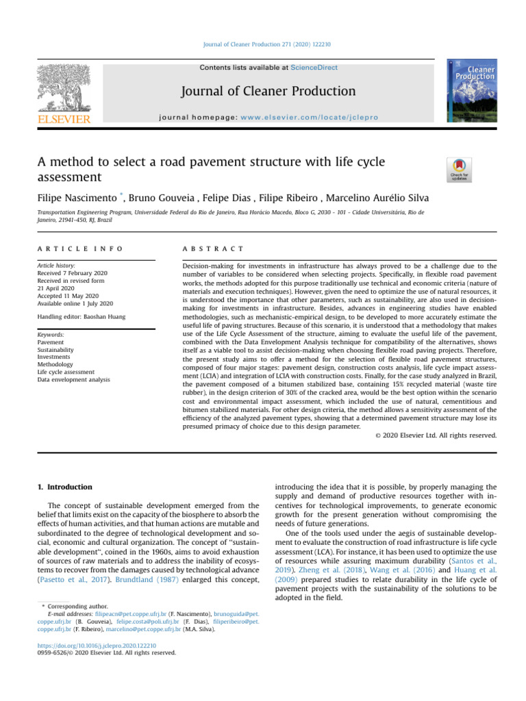 A Method To Select A Road Pavement Structure With Life Cycle | PDF ...