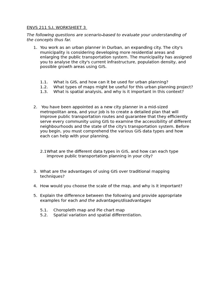 ENVS 211 SI WORKSHEET 3 | PDF