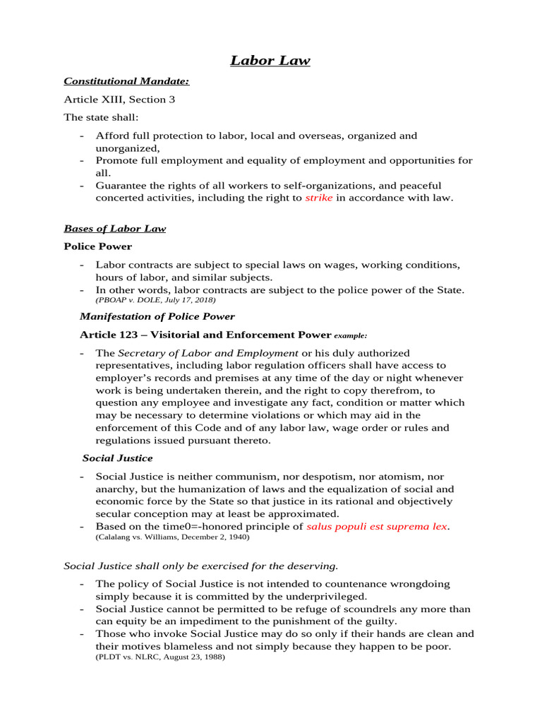 Labor Law Self Reviewer | PDF | Labour Law | Employment