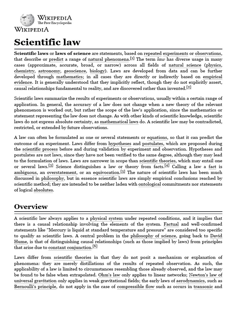 Scientific Law - Wikipedia | PDF | Lagrangian Mechanics | Quantum Mechanics