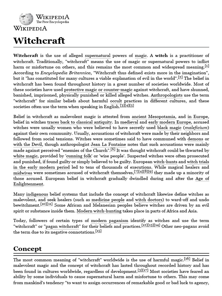 Witchcraft - Wikipedia | PDF | Witchcraft | Witch Hunt