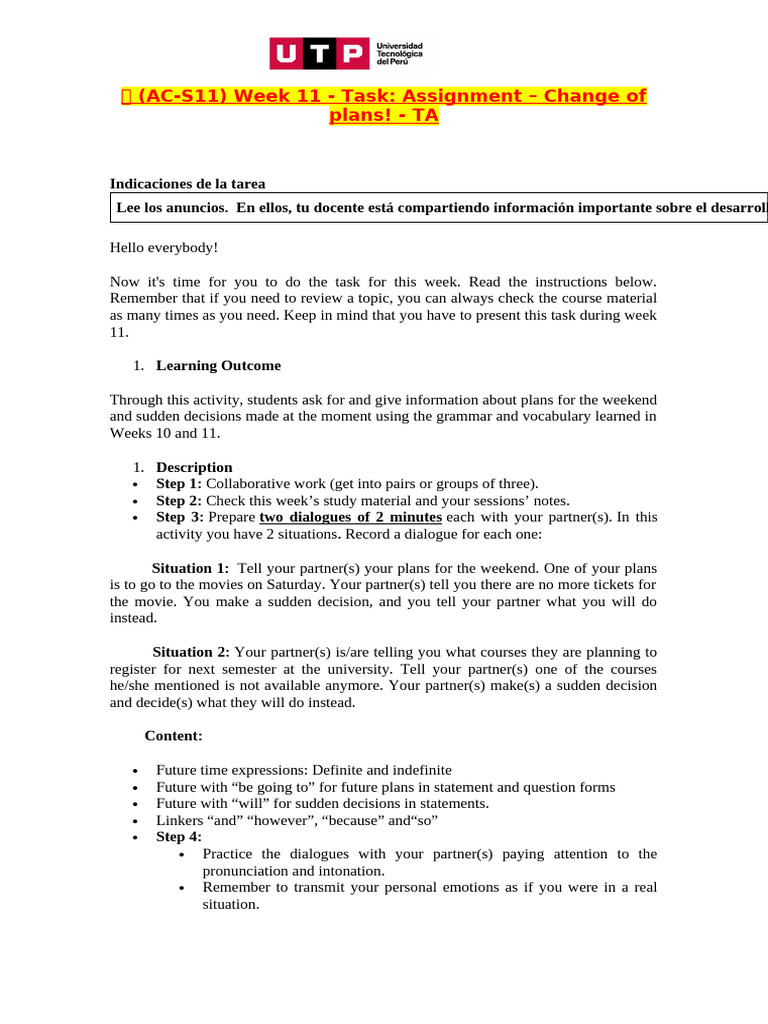 Week 11 Grammar Task Instructions | PDF