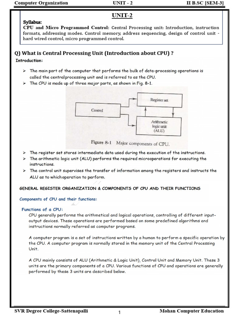 CO UNIT-2- | PDF | Central Processing Unit | Computing
